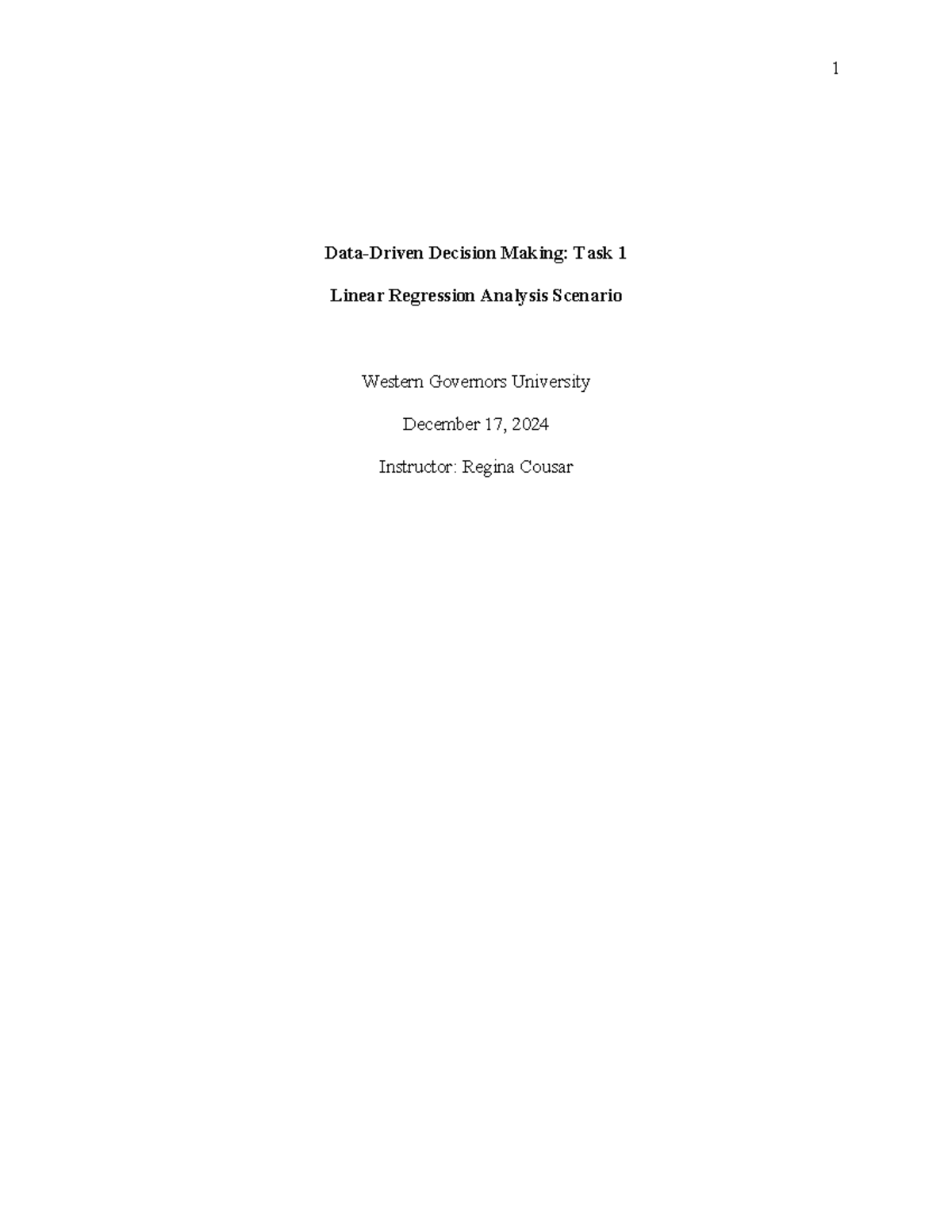 Data Driven Decision Making Task 1 Business Questions Answered By Linear Regression Analysis