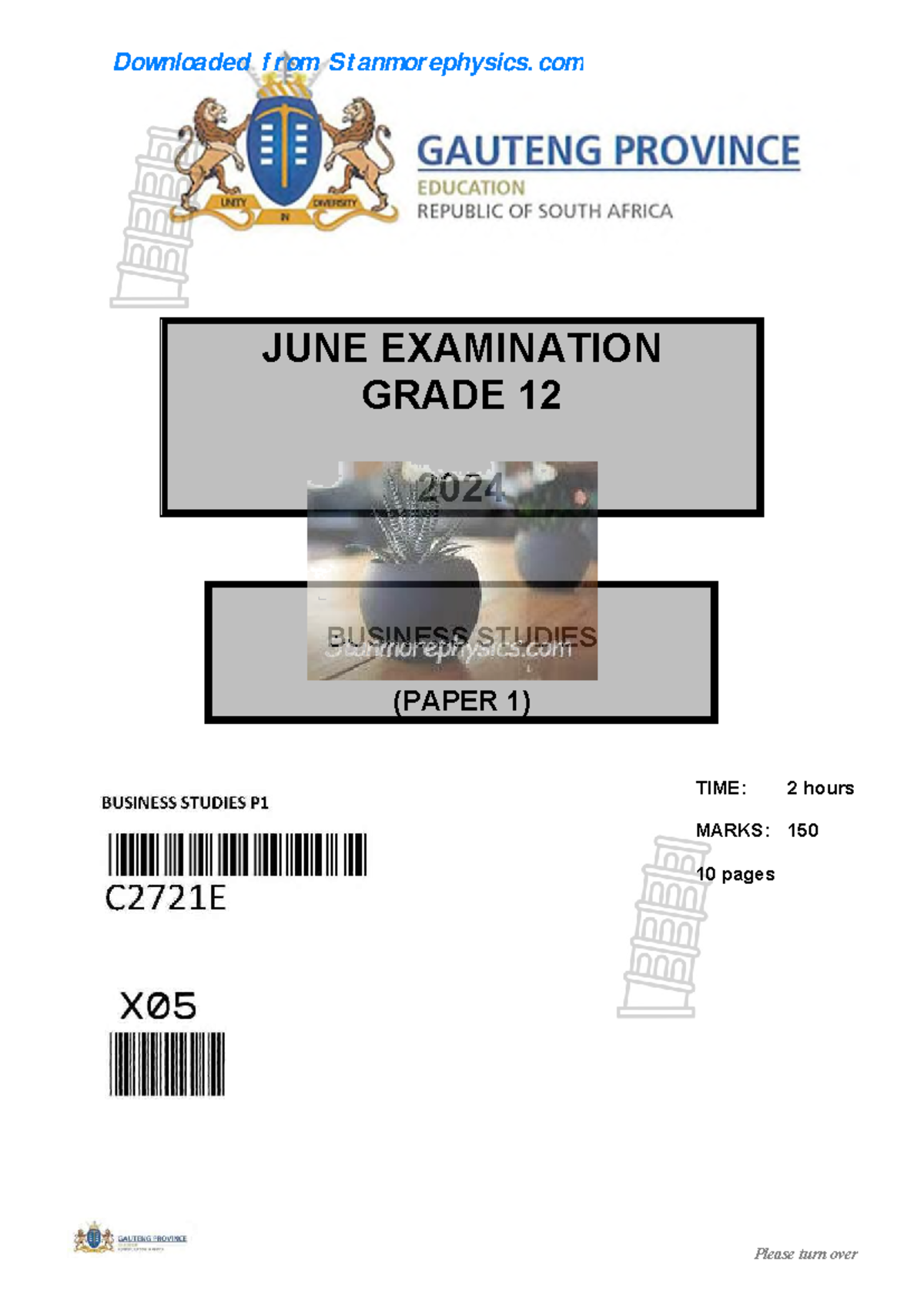 Grade 12 Business Studies June 2024 Exam P1 & Memo (GR12 0624) - Studocu