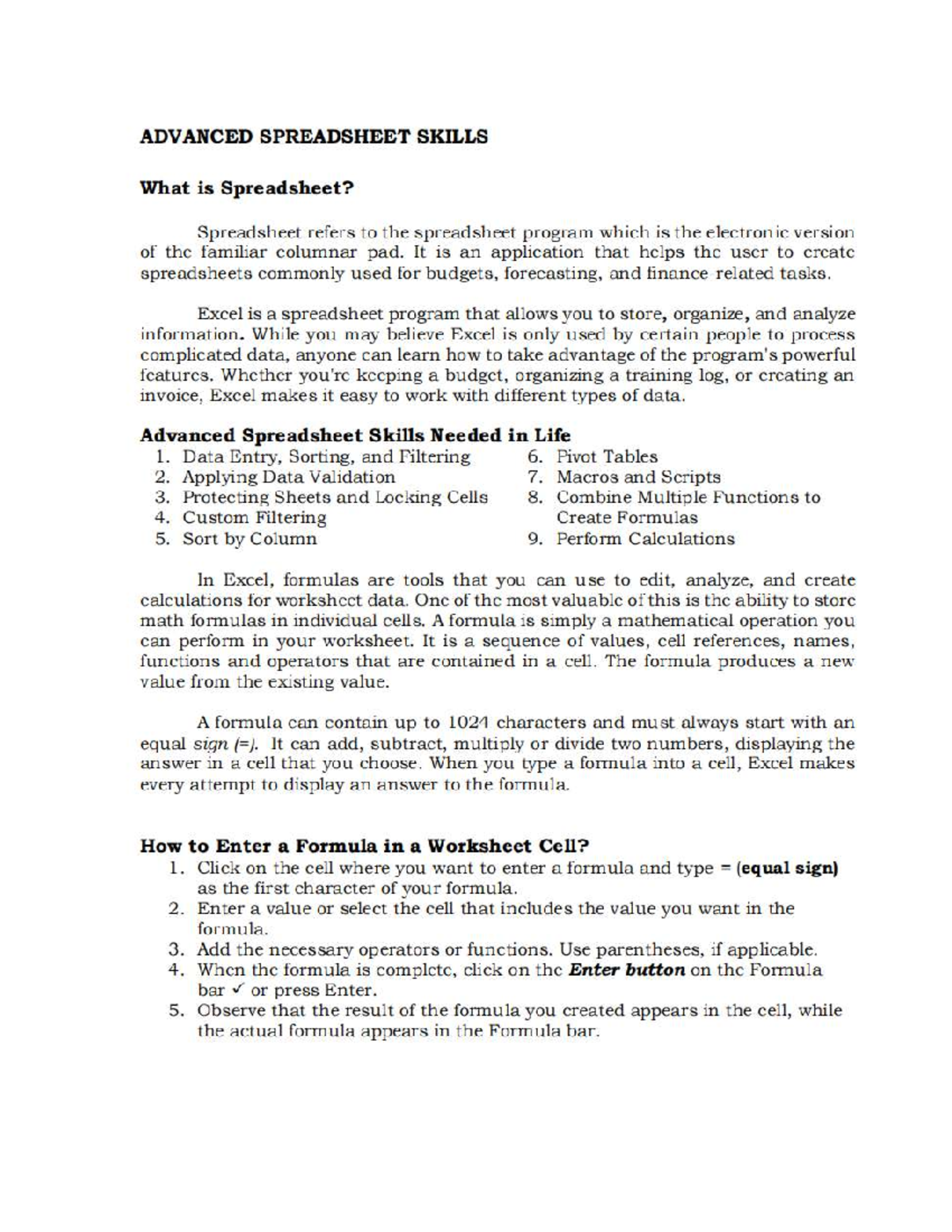 MS Excel Basics: Key Terminology and Functions - ICT - Studocu