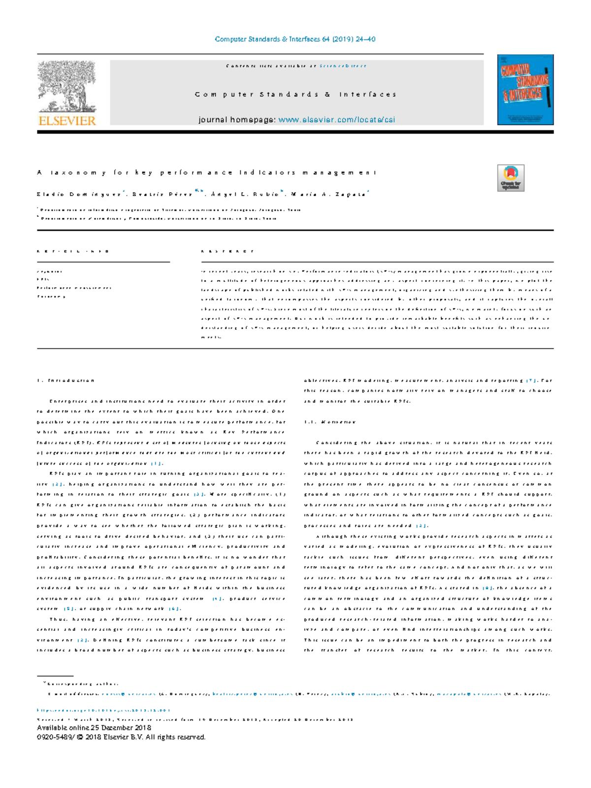 A Taxonomy for KPI Management: Insights and Frameworks - Studocu