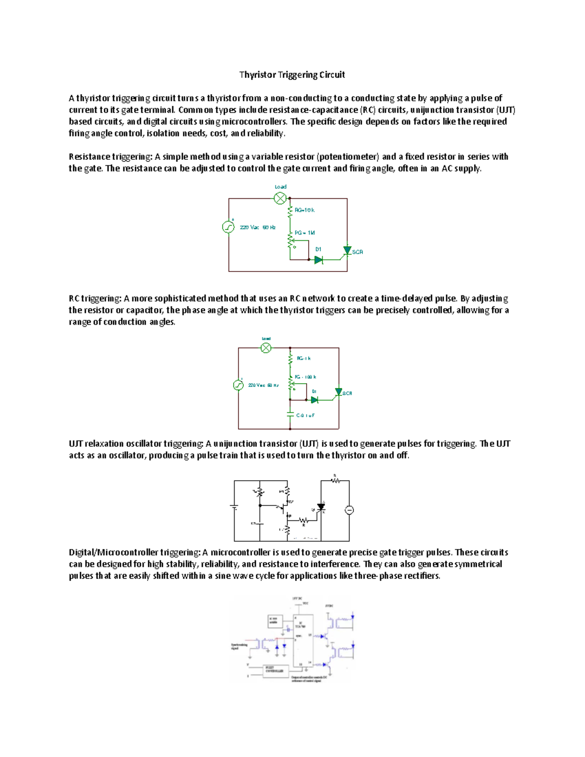 Thyristor Triggering Circuit: Design & Methods Overview - Studocu