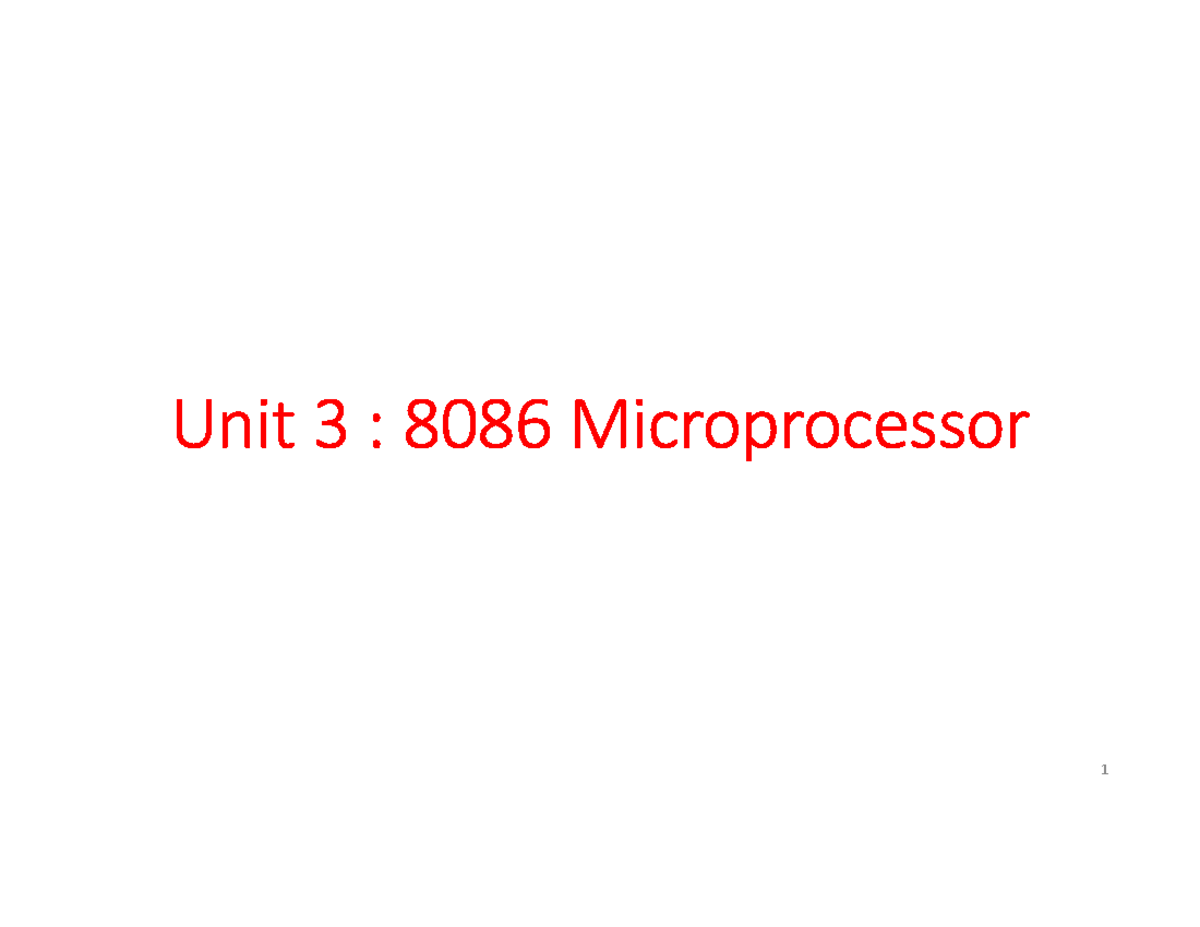 Unit 3: 8086 Microprocessor Overview and Key Concepts - Studocu