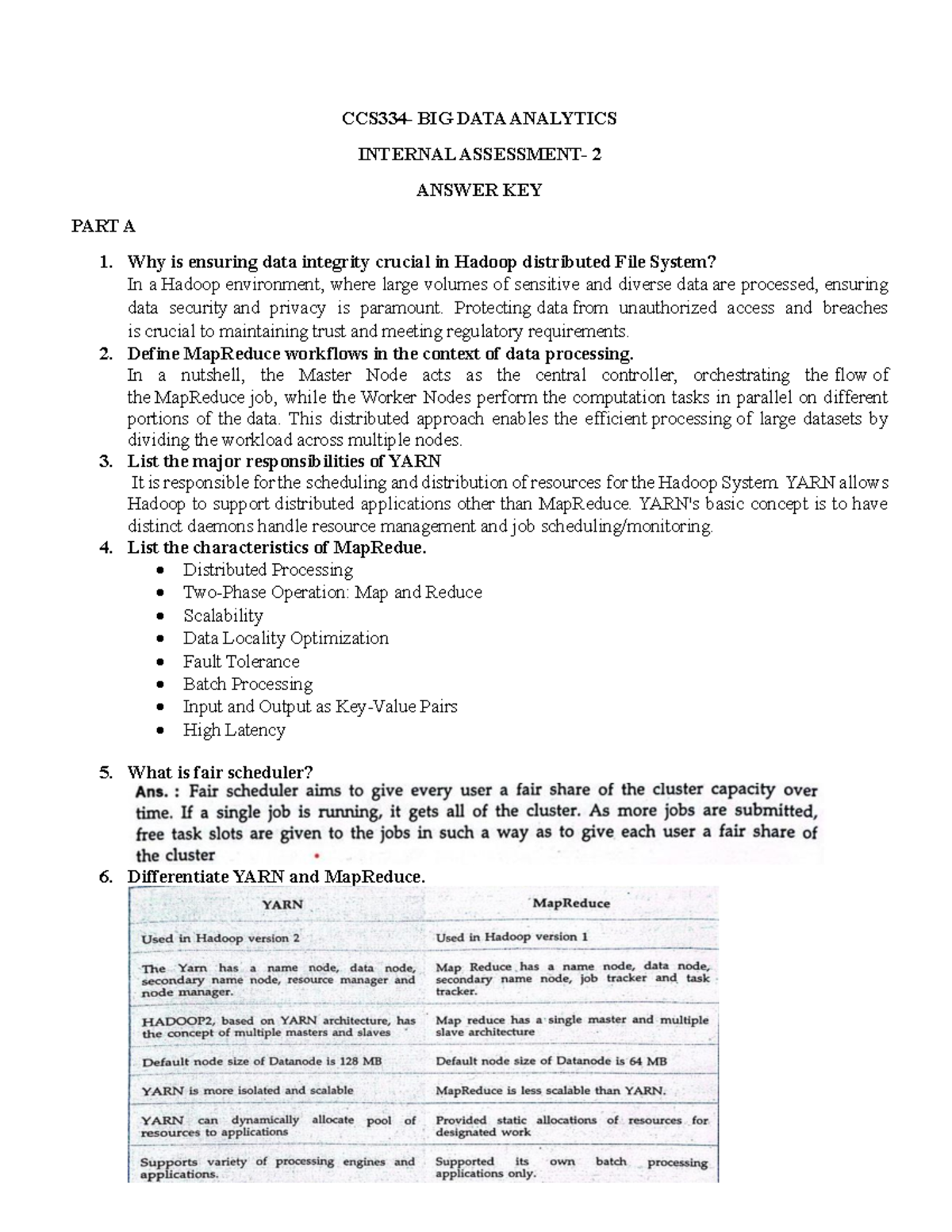 BDA IA2 ANS KEY - Ans key - CCS334- BIG DATA ANALYTICS INTERNAL ASSESSMENT- 2 ANSWER KEY PART A ...