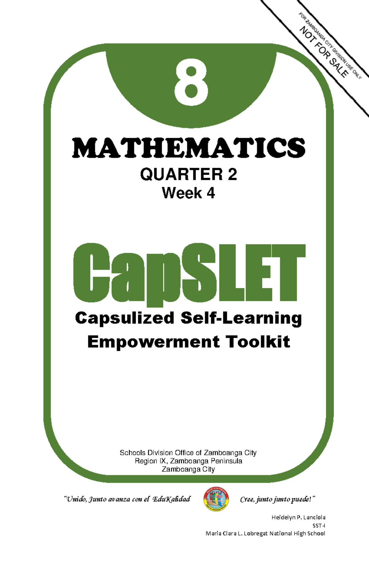 G8 Mathematics Q2 W4 SLM: Domain & Range of Linear Functions - Studocu