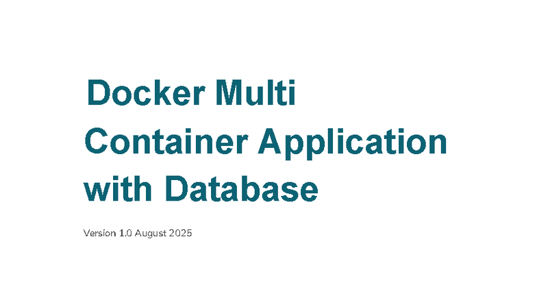 Lab: Docker Multi-Container App with Database Setup (Version 1.0) - Studocu