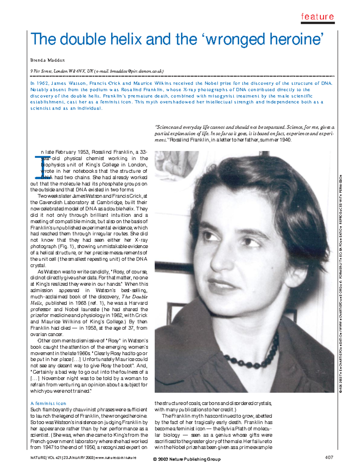 Rosalind Franklin: The Unsung Hero of DNA Discovery - GOOD NOTES - Studocu