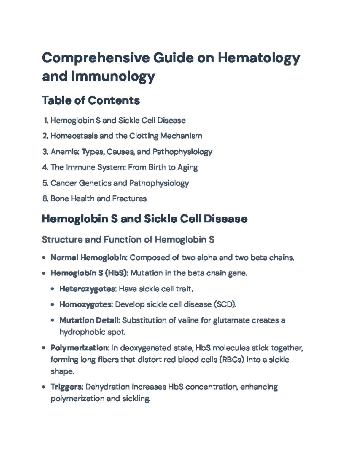 Comprehensive Guide to Hematology & Immunology Concepts (Final Exam ...
