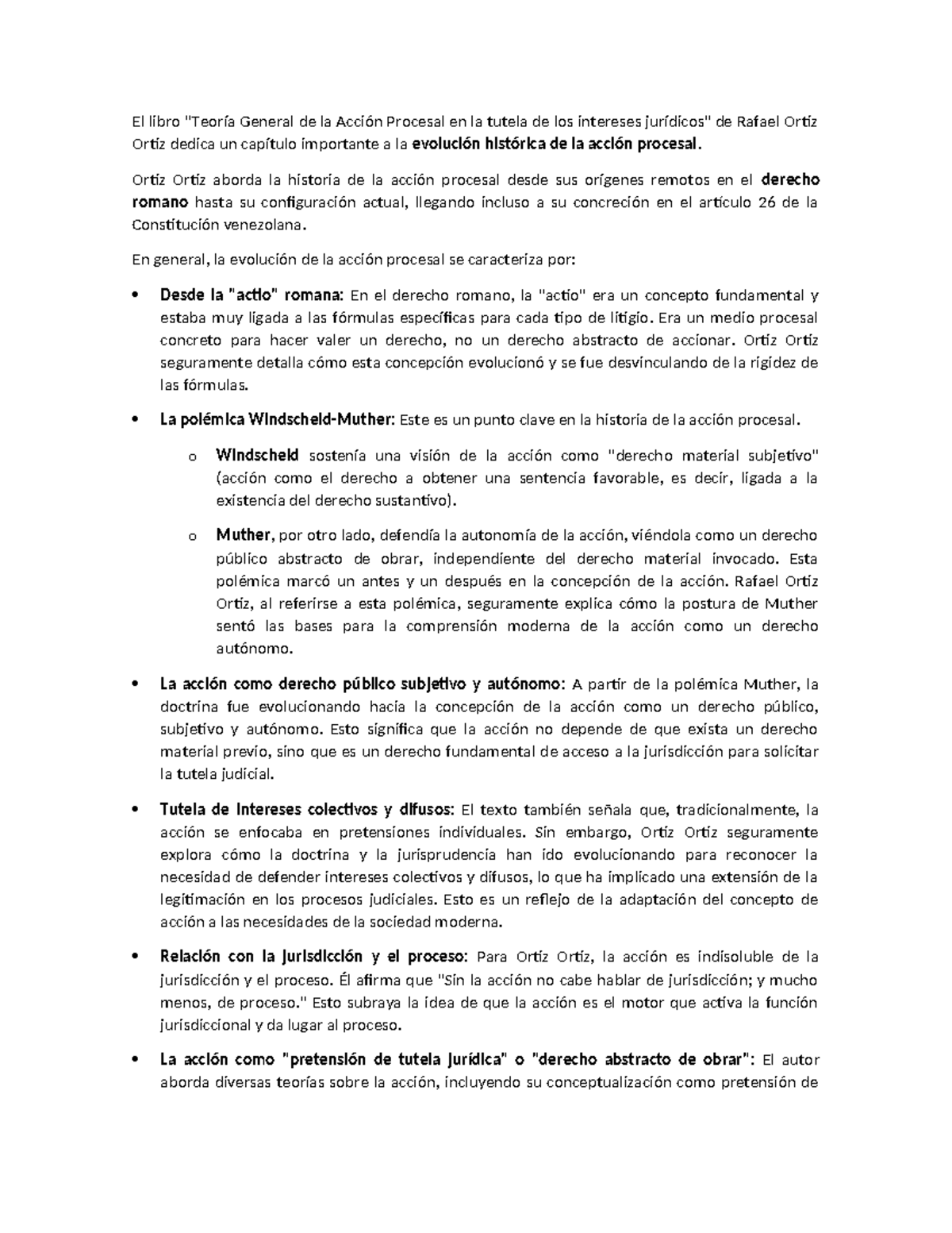 Historia de la Acción Procesal: Evolución y Conceptos Clave - Studocu