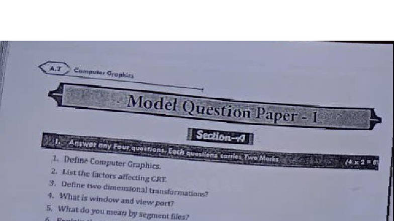CG Model I - Computer Graphics Solved Questions and Answers - Studocu