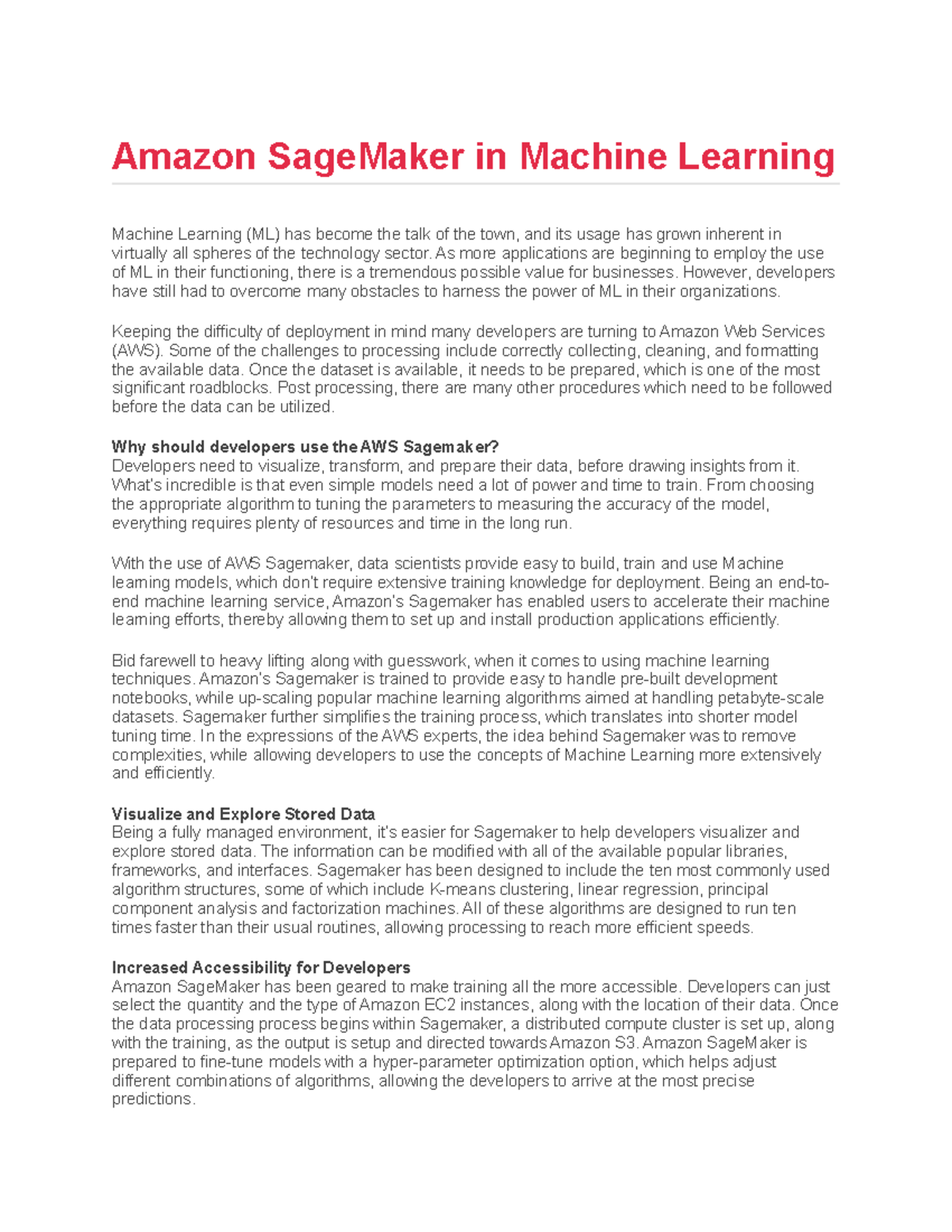 6.0 Amazon Sage Maker in Machine Learning - Amazon SageMaker in Machine ...