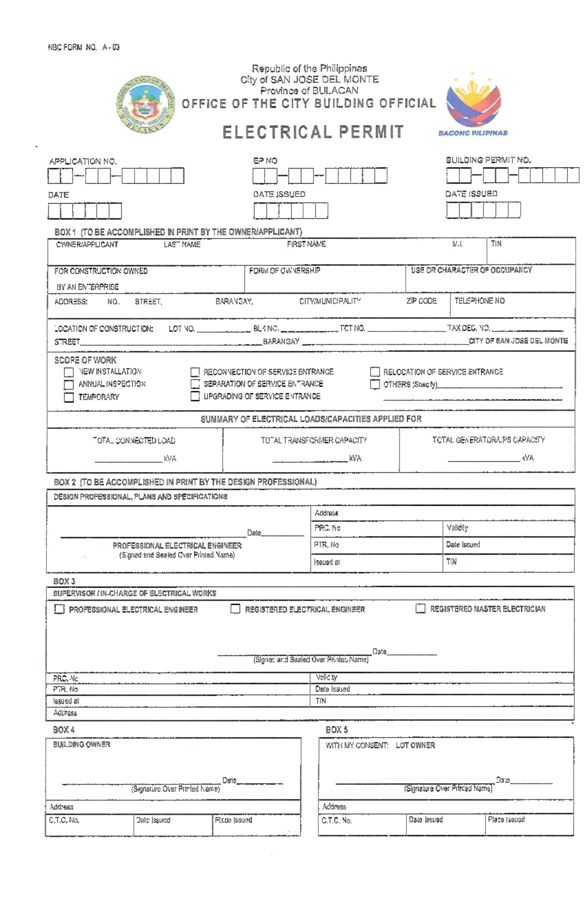 Electrical Permit Application Form - SJDM - Studocu