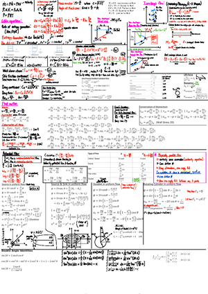 Cheat Sheet MA4002 - Compressible Flow 1 st Law: Q-W=ΔU 𝑄̇ = 𝑚̇ [(ℎ 2 ...