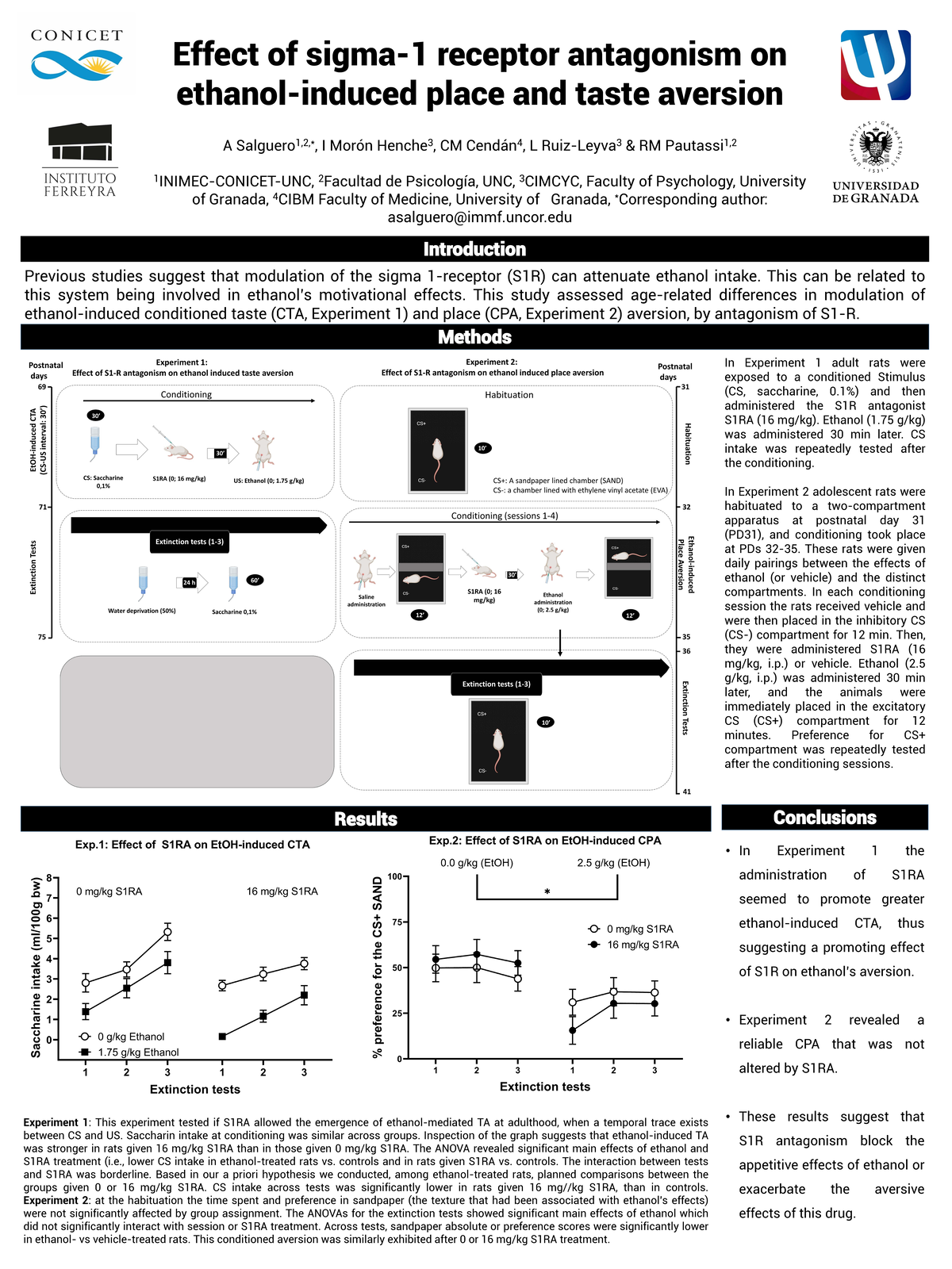 Effect of S1R Antagonism on Taste and Place Aversion - AAFE Poster ...