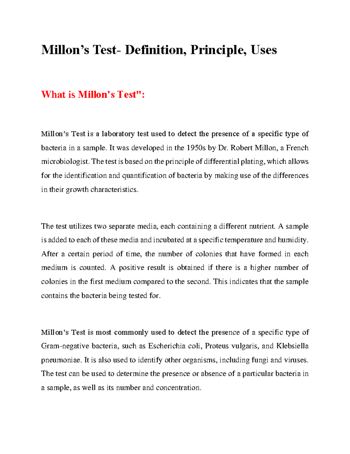 Millon’s Test: Definition, Principle, and Clinical Applications - Studocu
