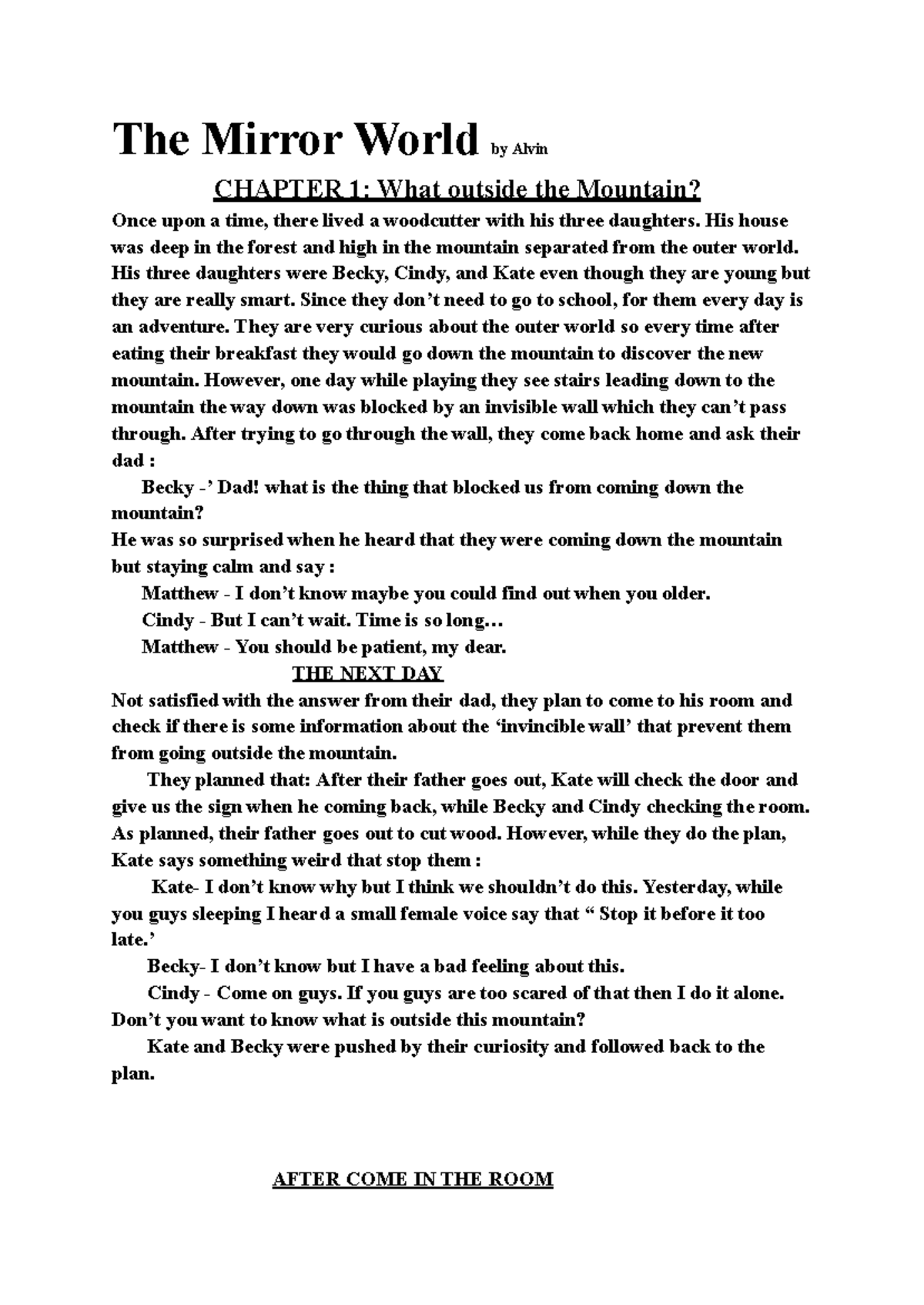 The Mirror World: Chapter 1 - What Lies Beyond the Mountain? - Studocu