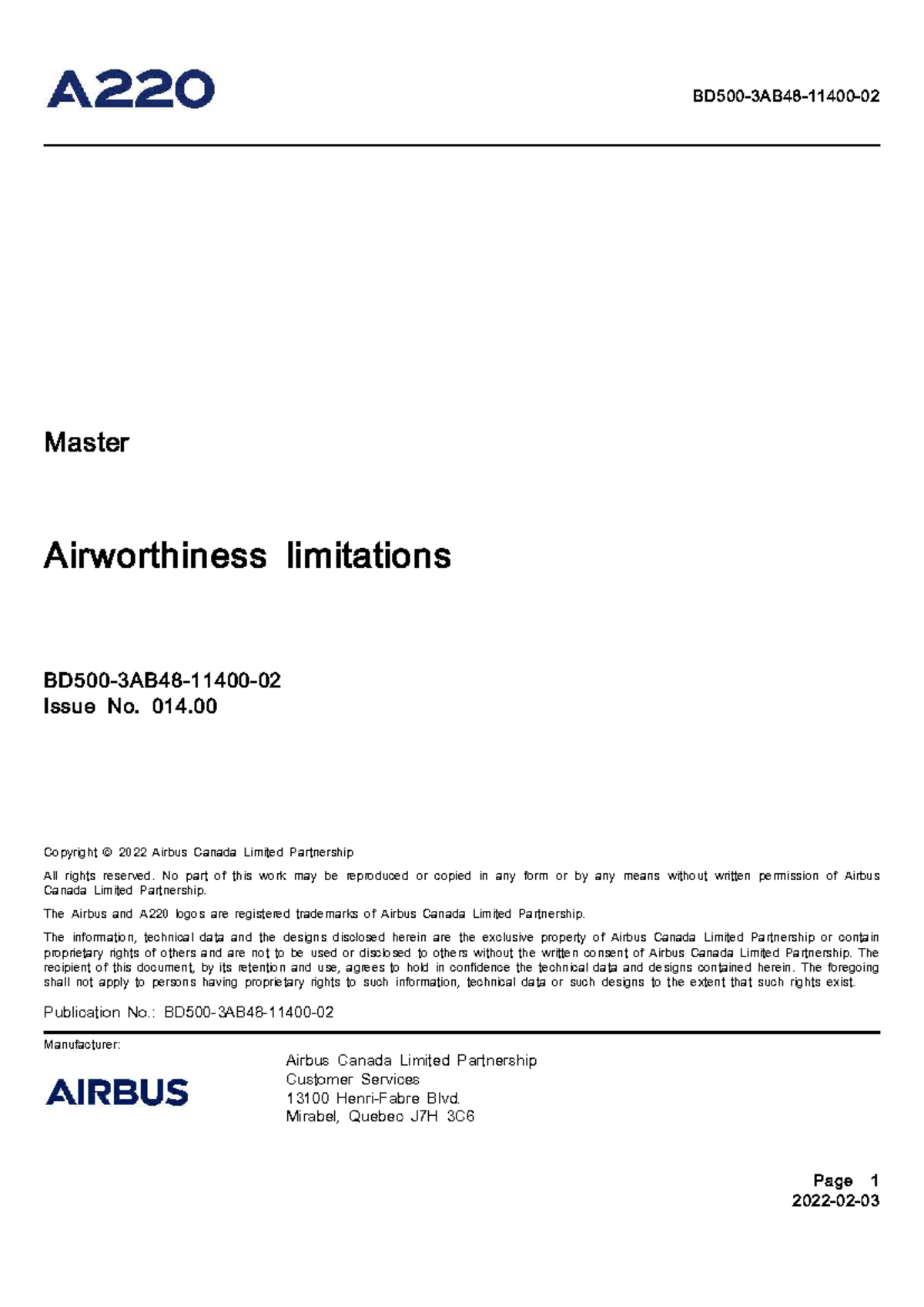 Airworthiness Limitations Update - Issue 014.00 - Studocu