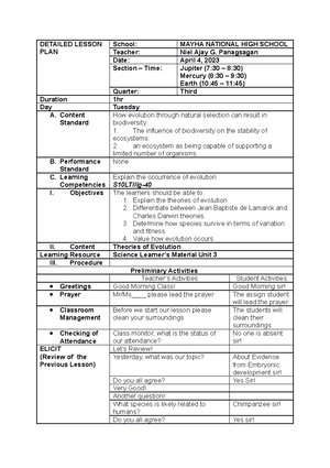 DLL- Endocrine- System - DAILY LESSON LOG (SCIENCE 10) GRADE LEVEL ...