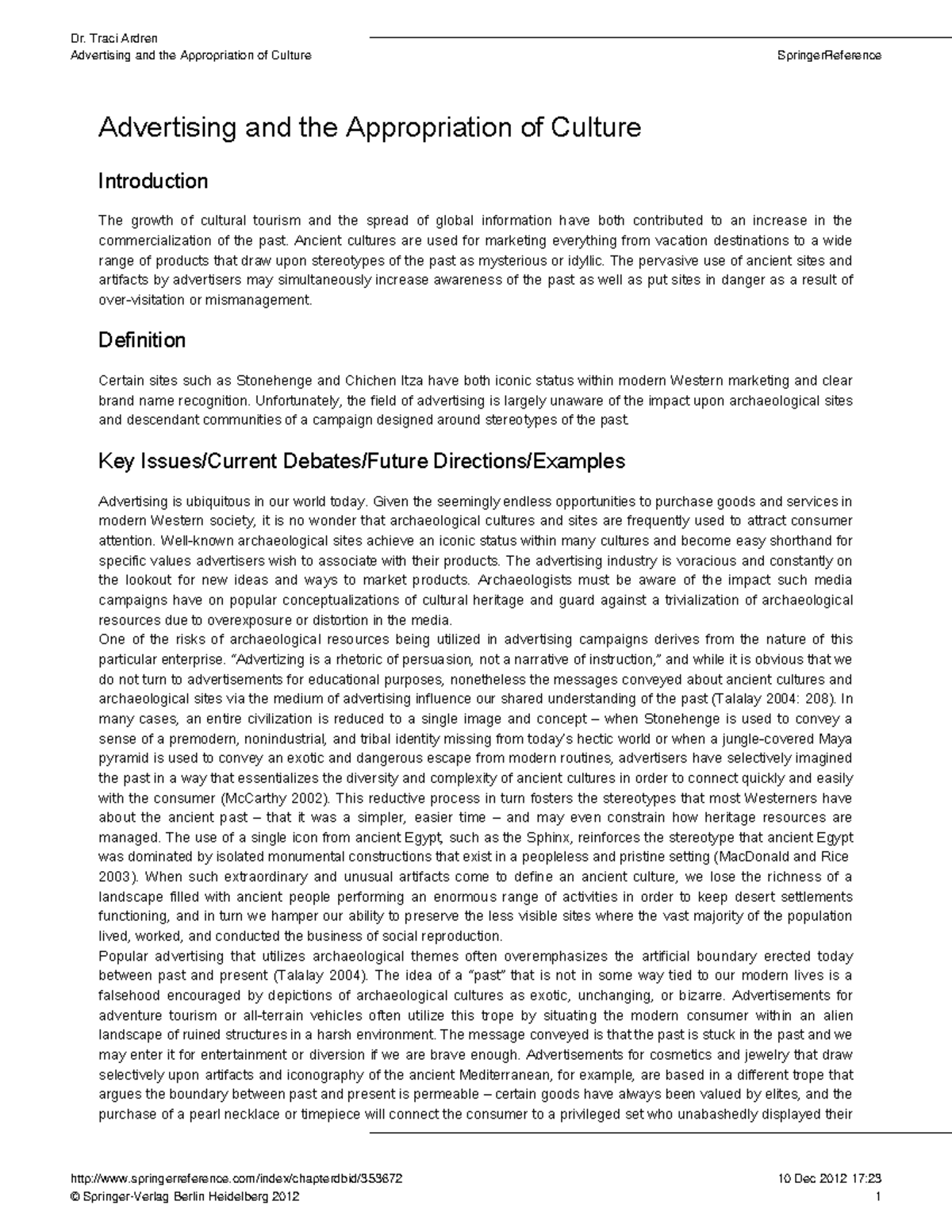 Advertising and the Appropriation of Cul - 1 SpringerReference Dr ...