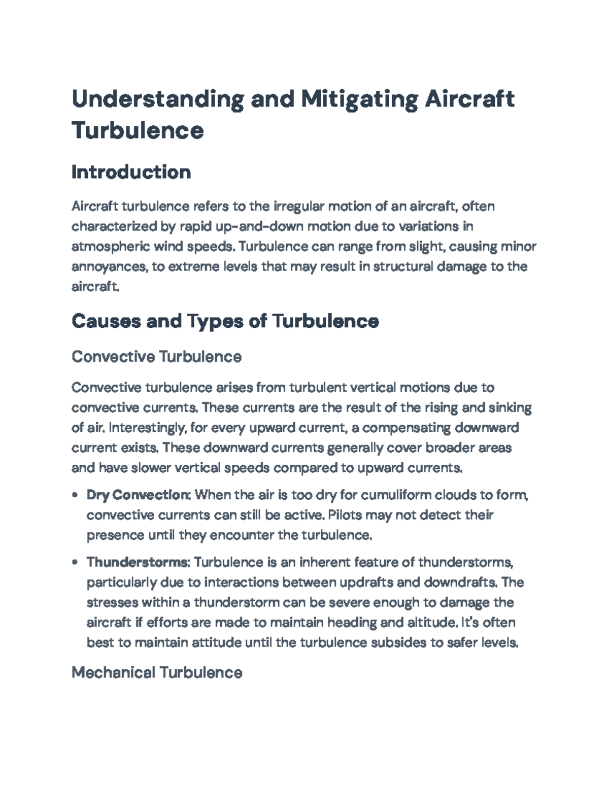 Understanding and Managing Aircraft Turbulence in Aviation Safety ...