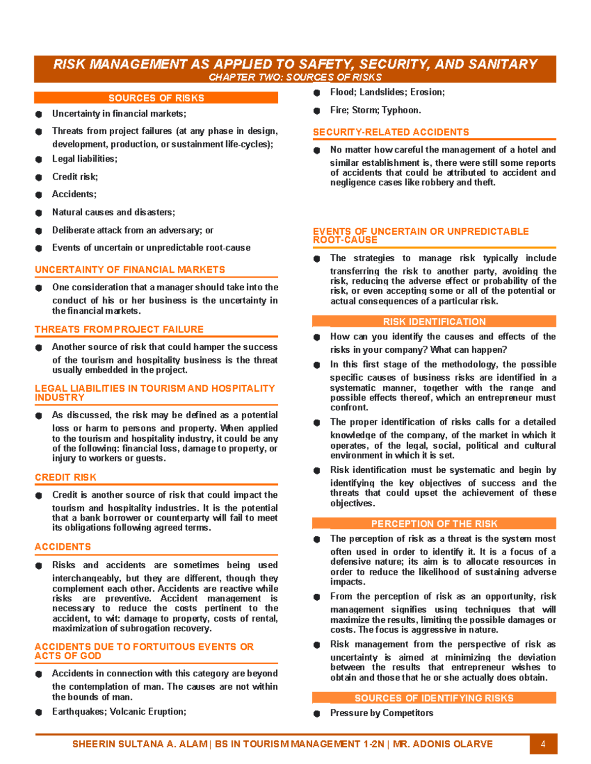 RMTM 101 - Lesson 2: Sources of Risks in Safety and Security - Studocu