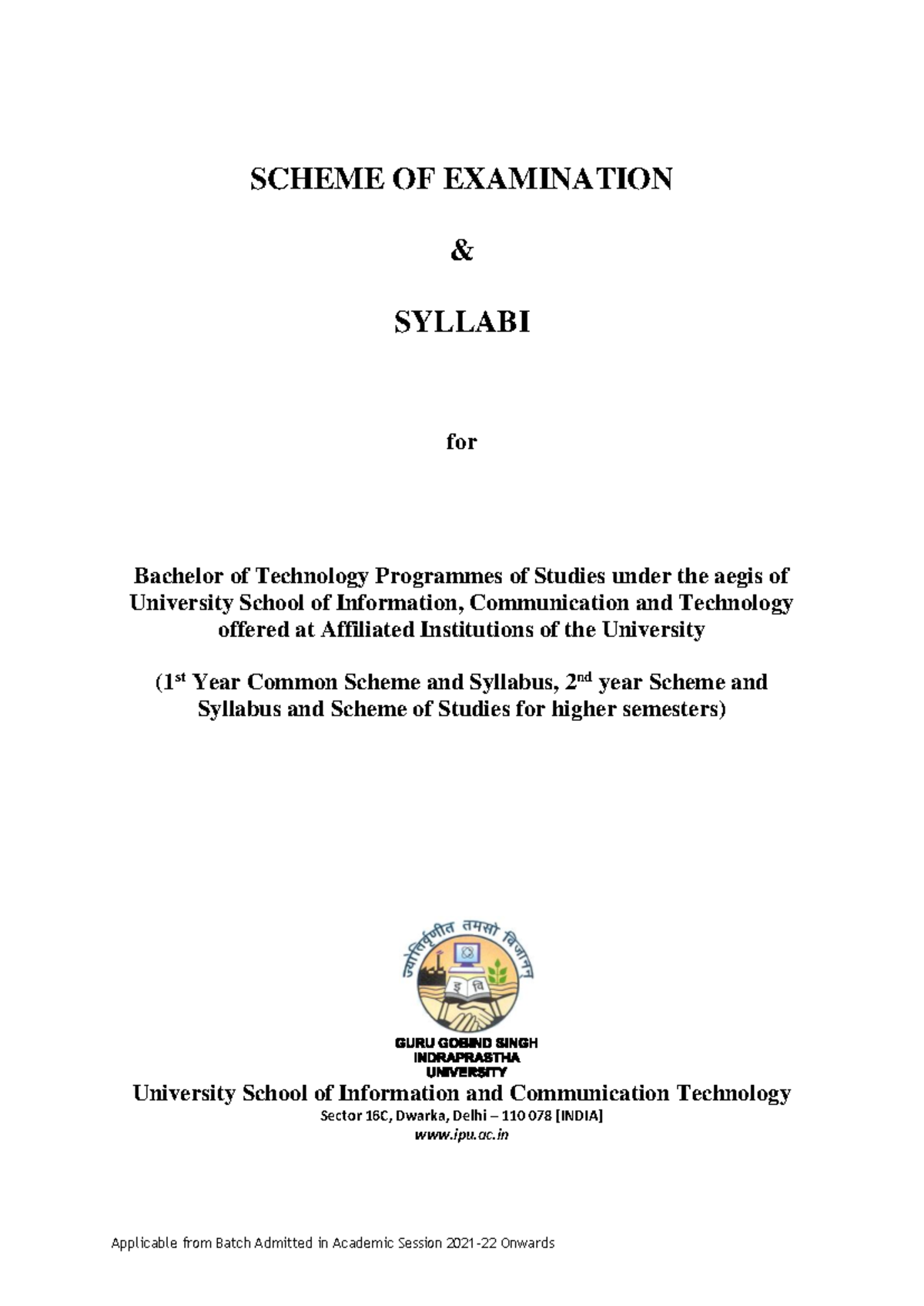 1st Year B.Tech. Syllabus Overview - USICT Program - Studocu