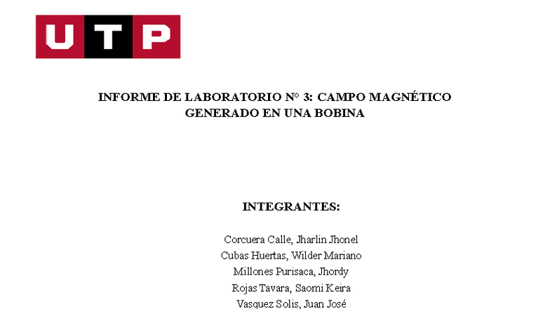 Informe de Laboratorio 3: Campo Magnético en Bobina - Electromagnetismo ...