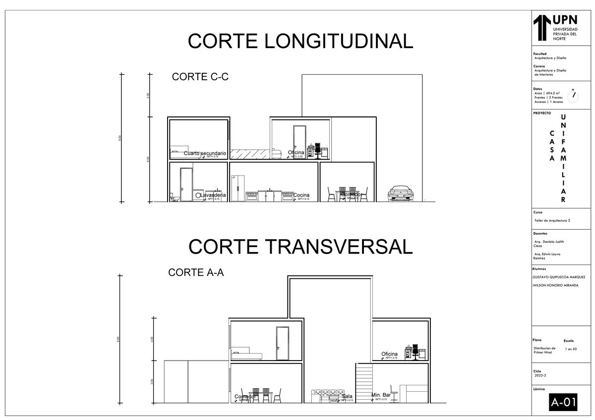 Cortes 1 en 50 - ESTE ES UN TRABAJO DE TALLER 4 - CORTE LONGITUDINAL ...