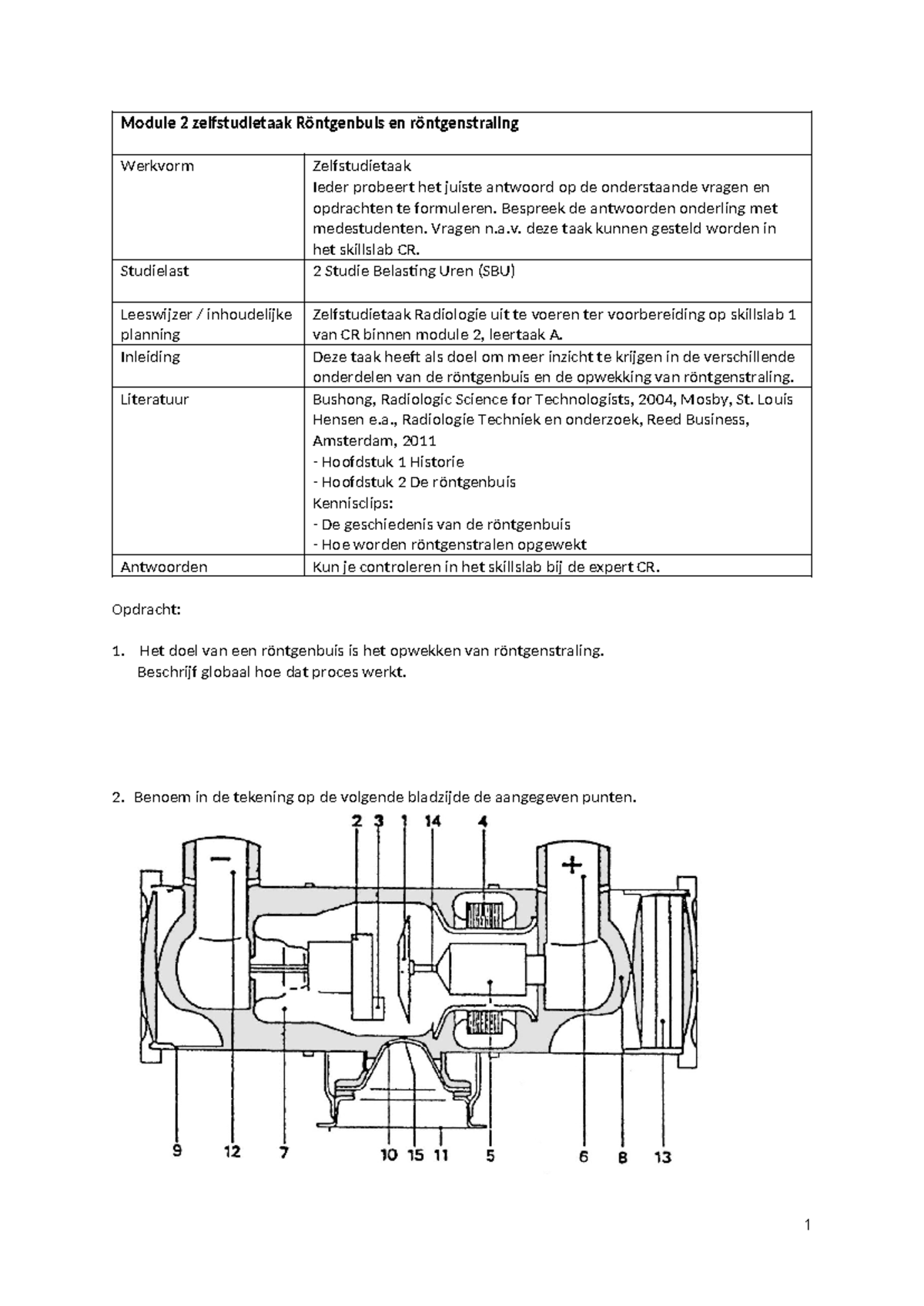 Zelfstudietaak: Röntgenbuis en Röntgenstraling - Module 2 - Studeersnel