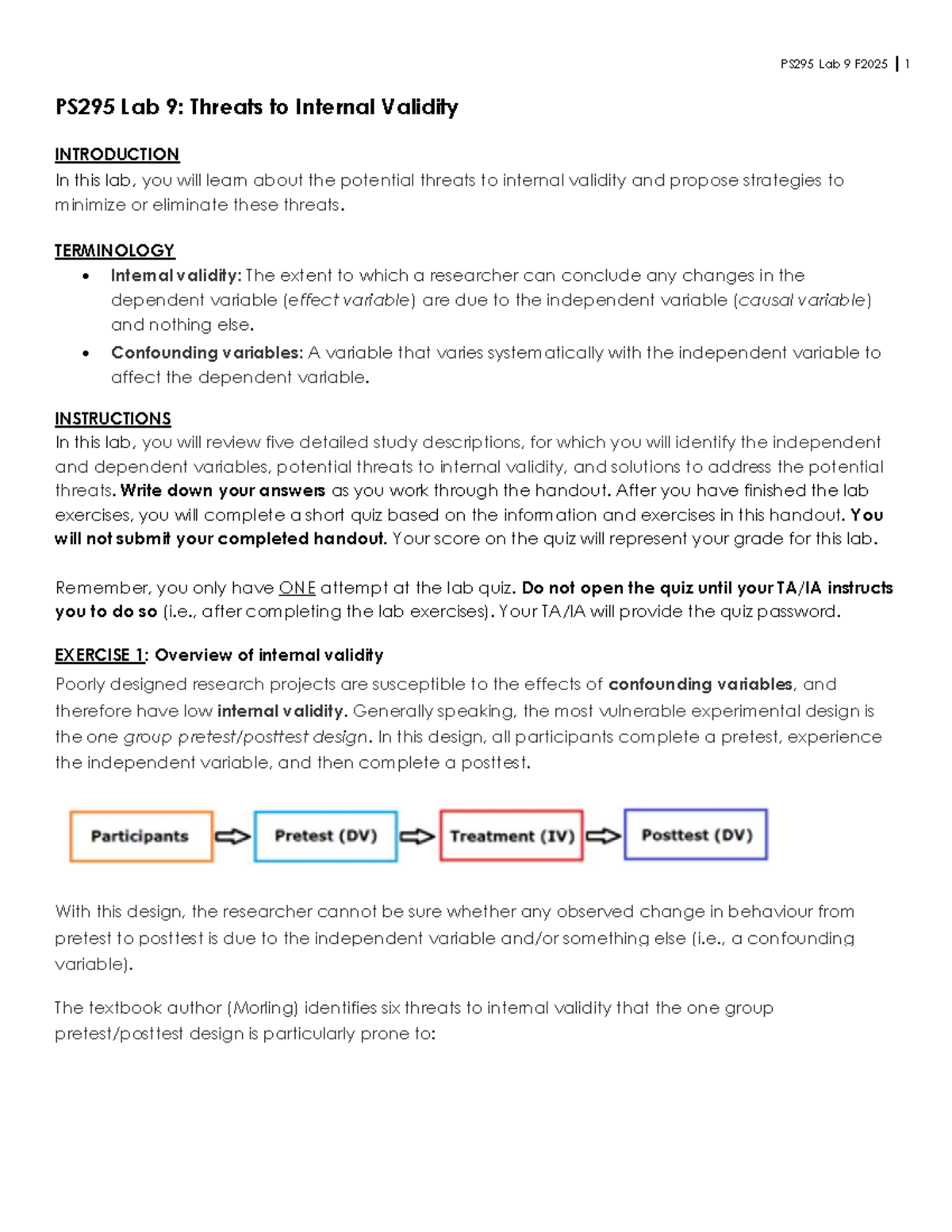 PS295 Lab 9 F2025: Understanding Internal Validity Threats - Studocu