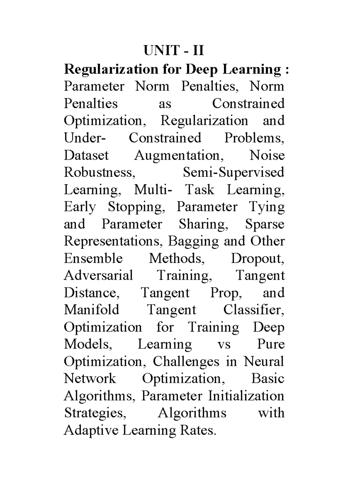 UNIT-2 Regularization Techniques in Deep Learning: Key Concepts and Strategies - Studocu