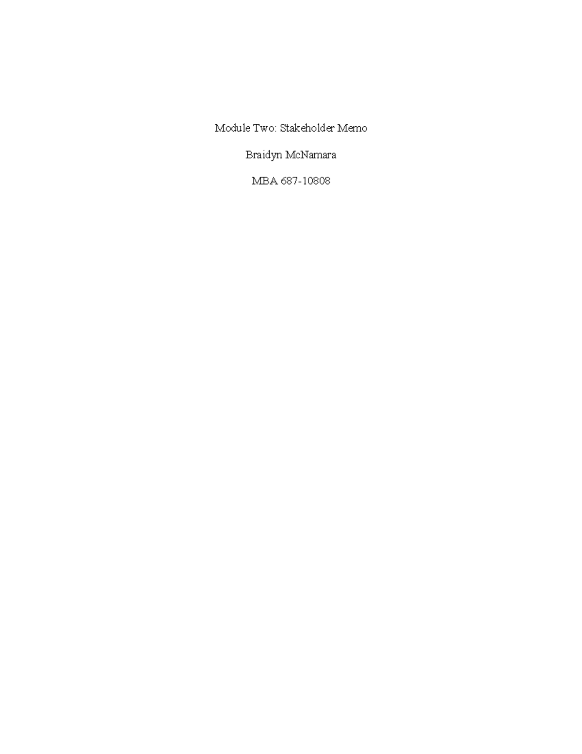 Module Two: Memo on Stakeholder Analysis for Organizational Change ...