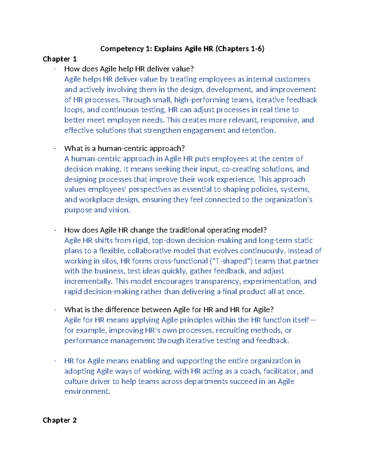 D359 Study Guide: Understanding Agile HR Principles and Practices - Studocu