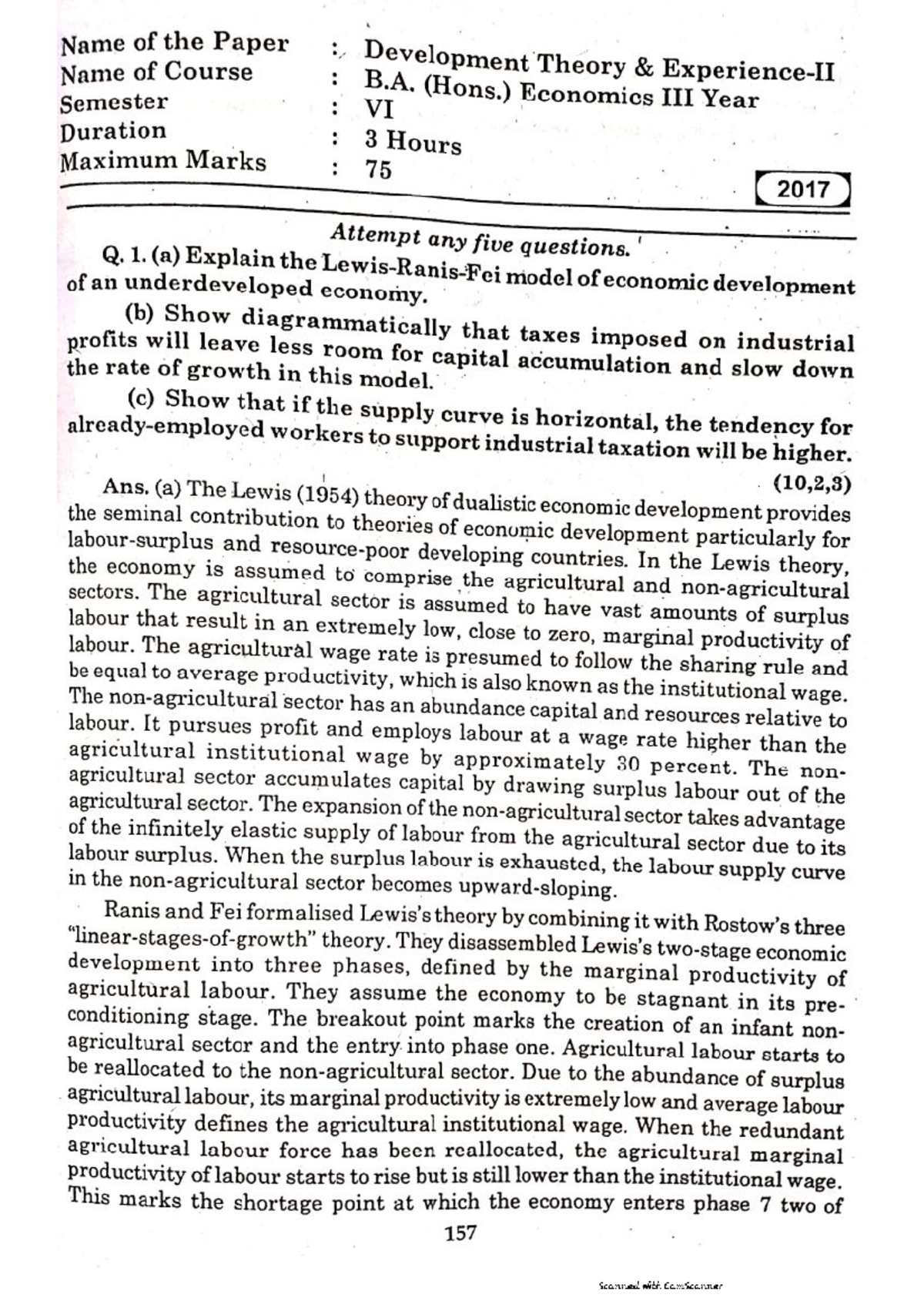 Sem-6 DTE 2017: Solved Question Paper on Development Theory - Studocu
