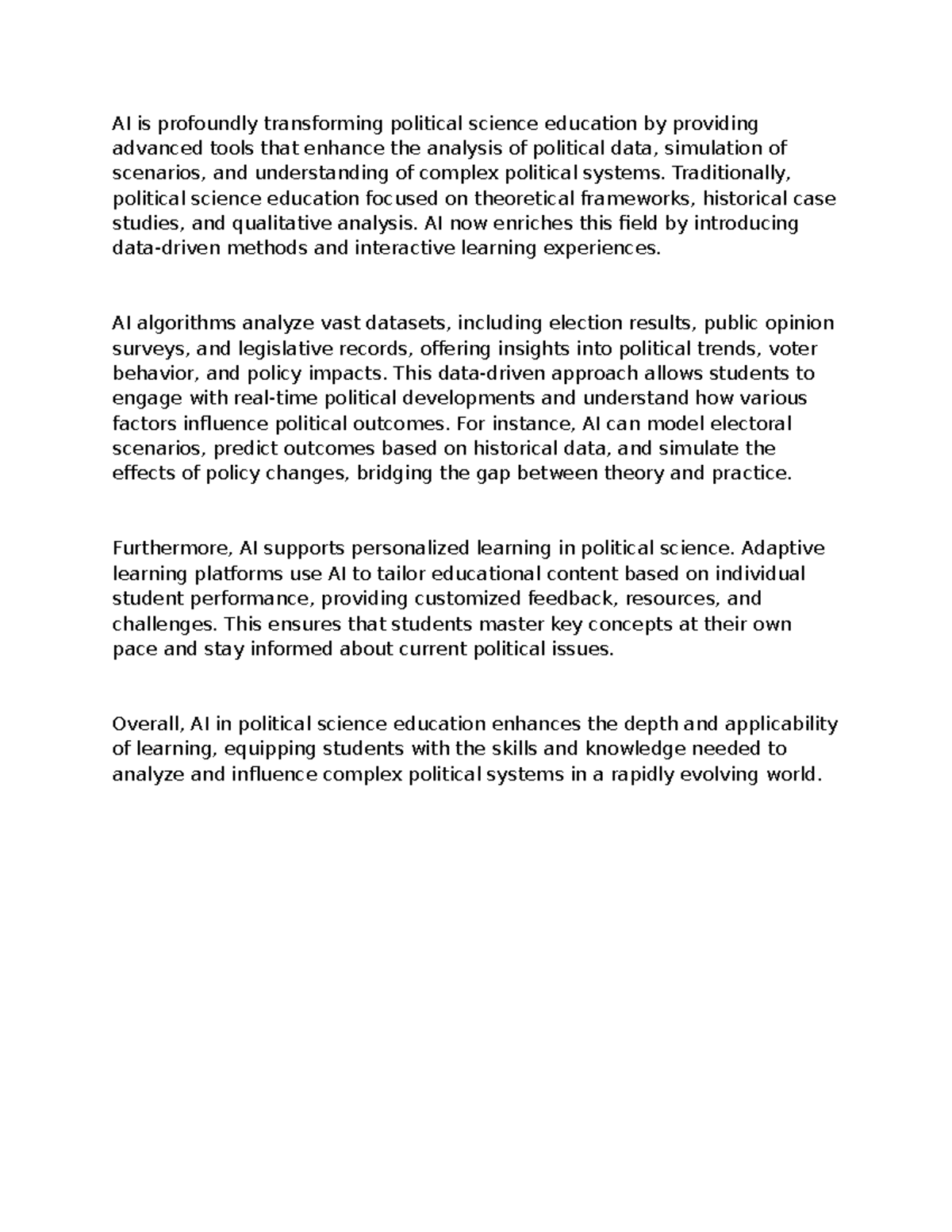 AI Transformation in Political Science Education: Enhancing Analysis ...