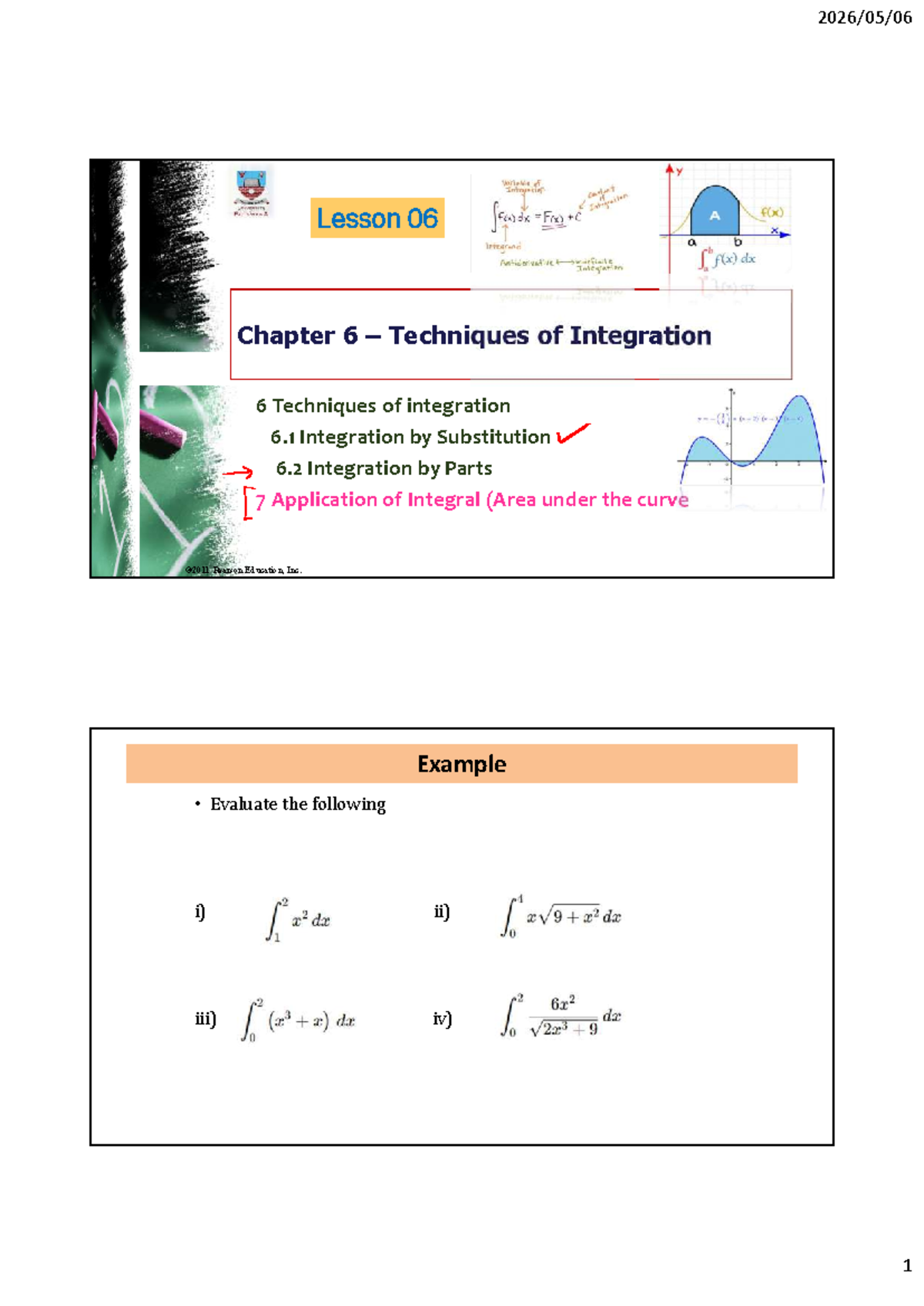 STA 102 Lesson 06: Techniques of Integration and Applications - Studocu