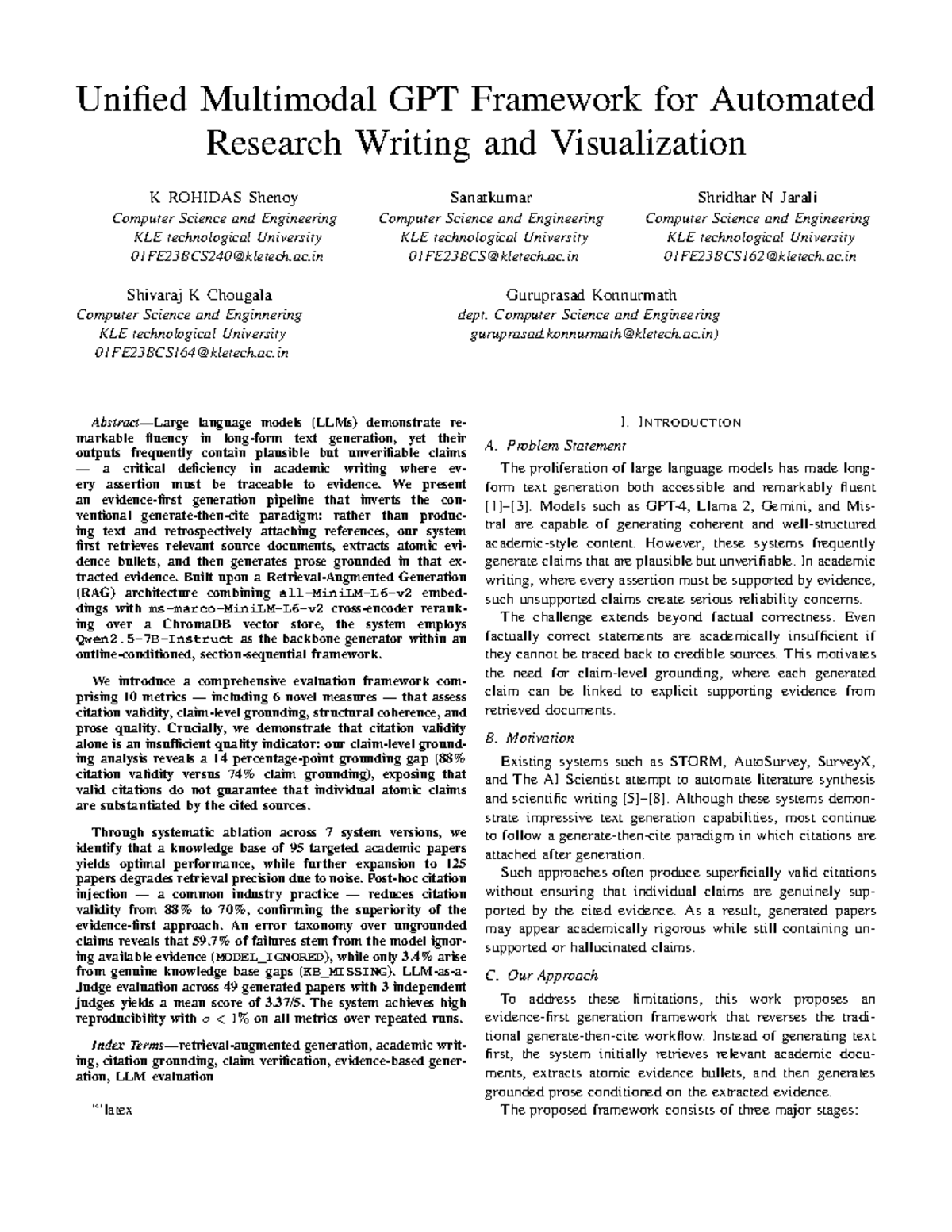 Unified Multimodal GPT Framework for Automated Research Writing (CSE ...