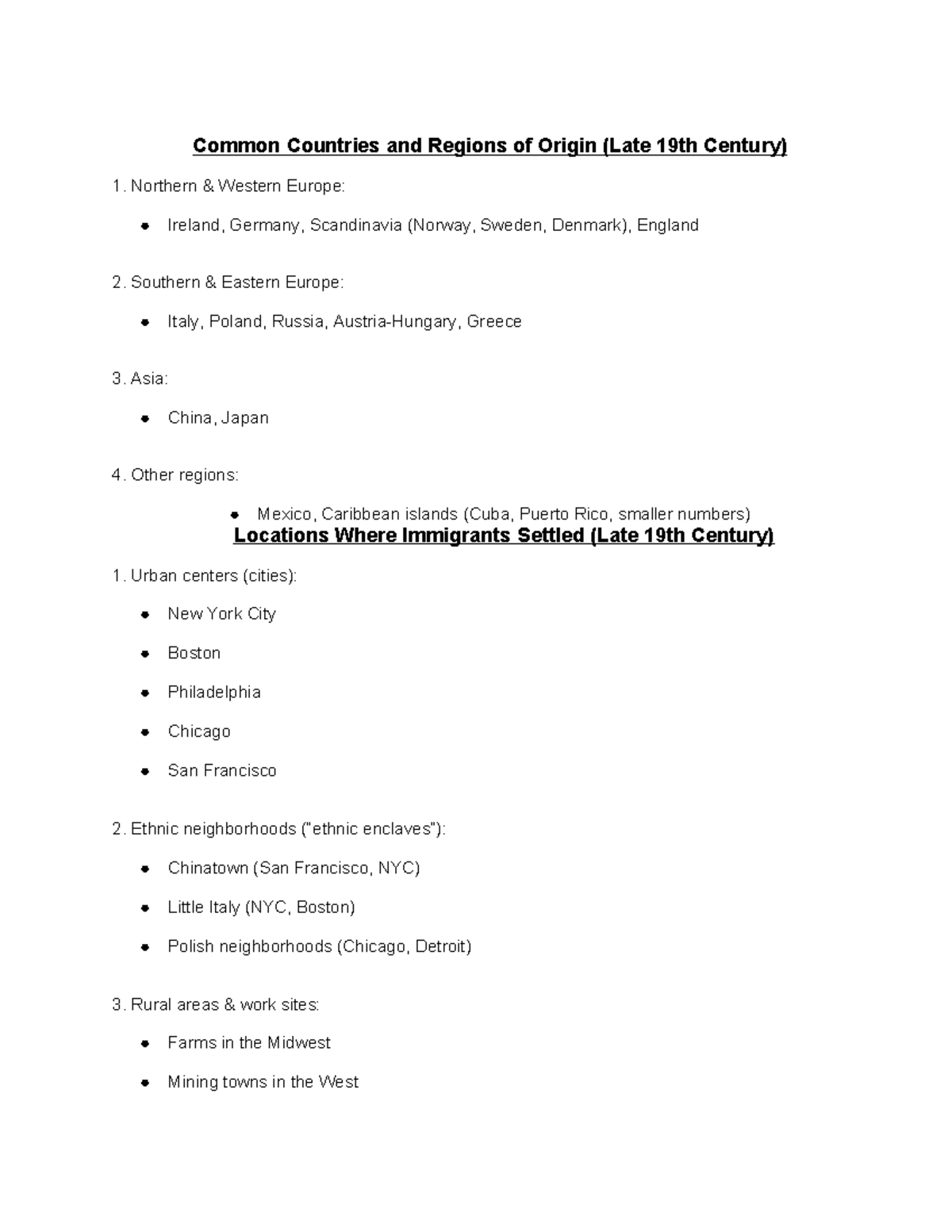 US History Final Exam: Immigration and Discrimination in the Late 19th ...