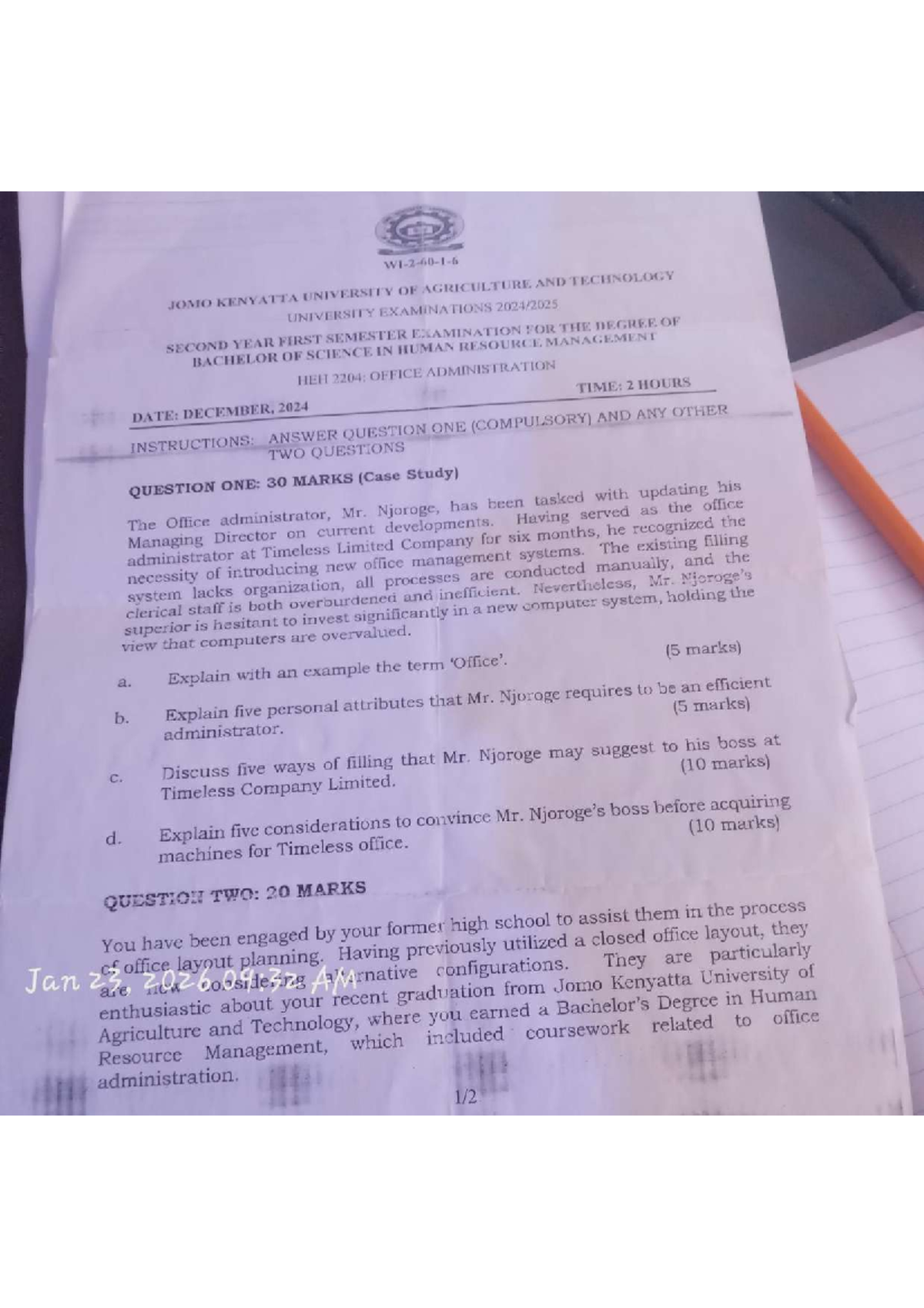 HRD 2204: Case Study on Office Administration Challenges - Studocu