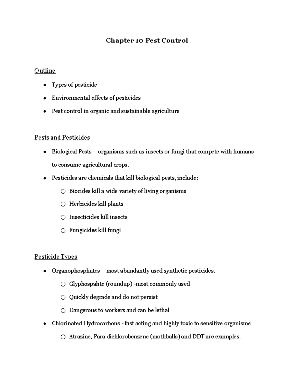Chapter 10 Pest Control - Chapter 10 Pest Control Outline Types of ...