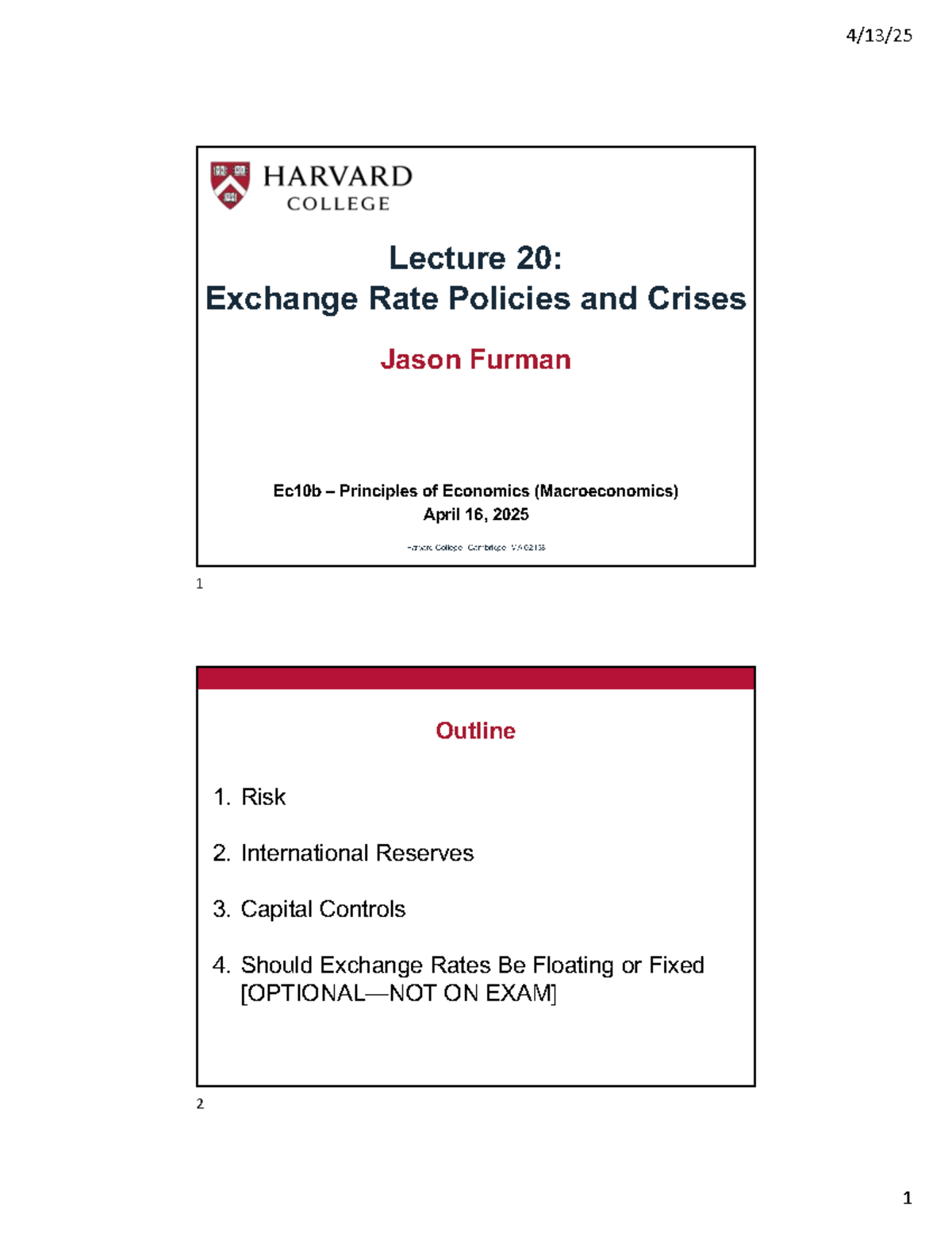 Lecture 20: Exchange Rate Policies and Crises - EC10B Notes - Lecture ...