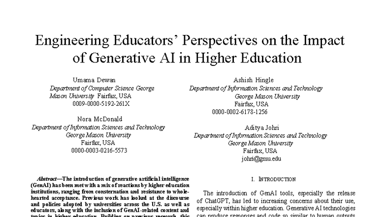 ENGR 101: Perspectives on Generative AI in Higher Education - Studocu