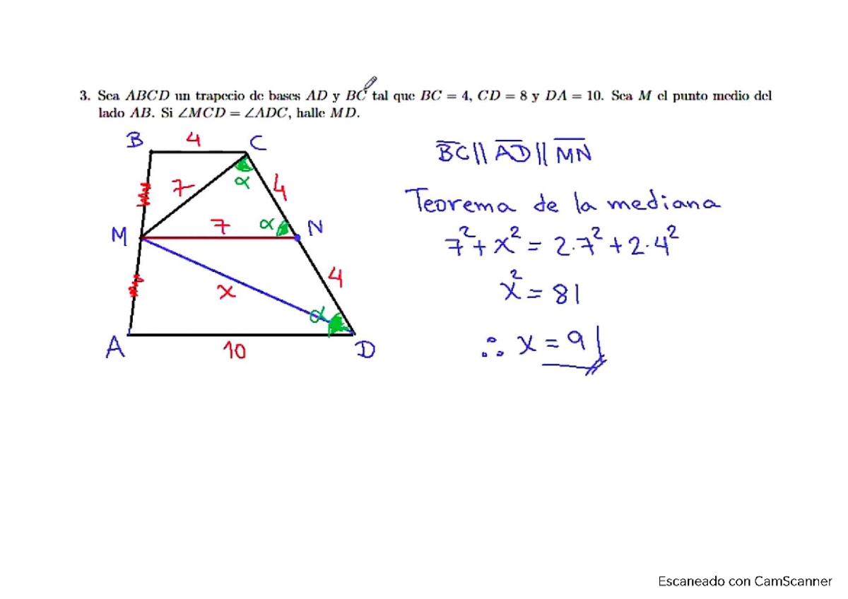 Trapezoid ABCD: Finding MD with Median Theorem (Math 3) - Studocu