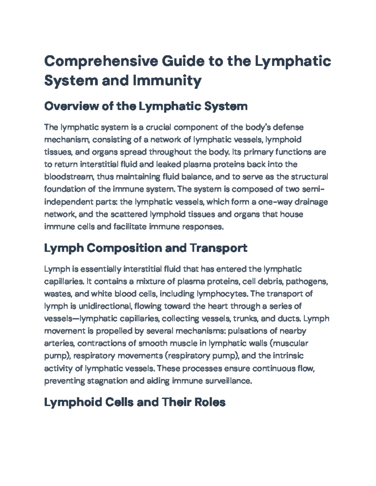 Comprehensive Study of the Lymphatic System & Immunity (BIO 101) - Studocu