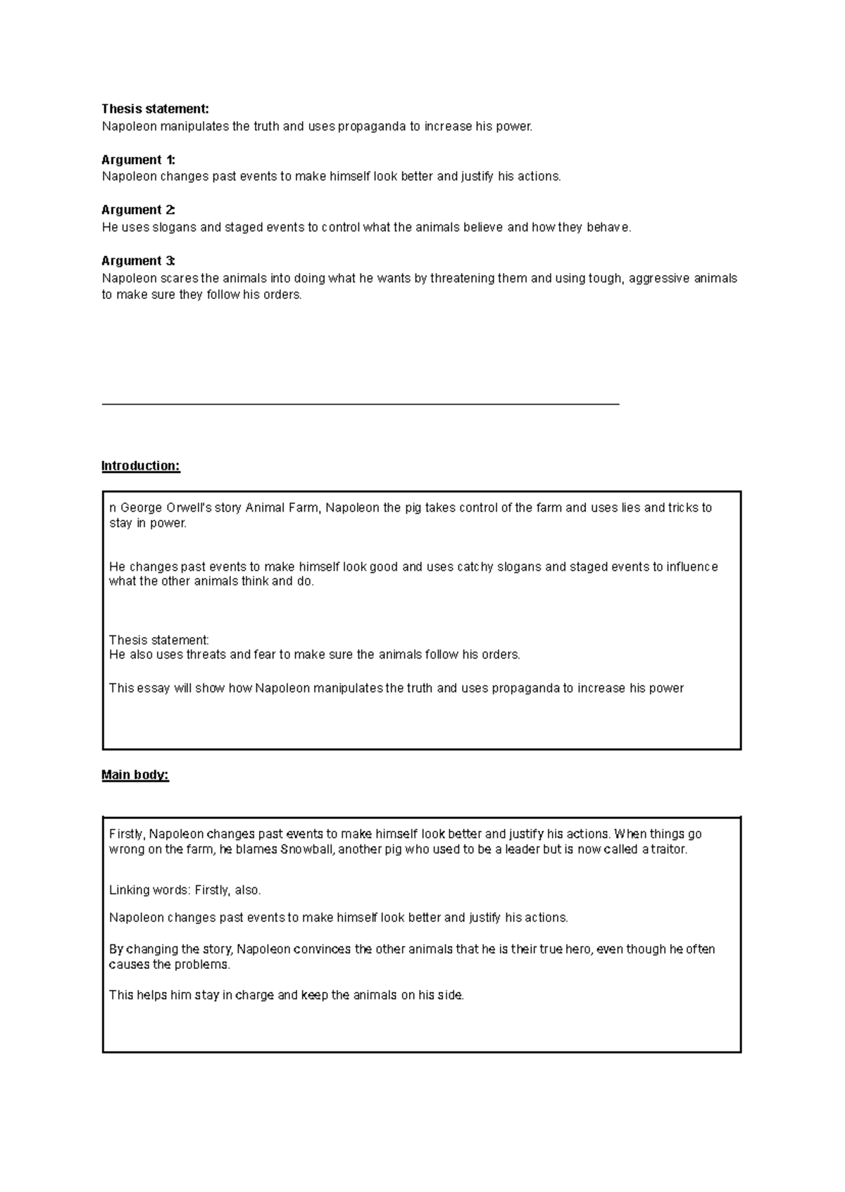 Essay Notes on Animal Farm: An Analysis of Napoleon's Propaganda ...