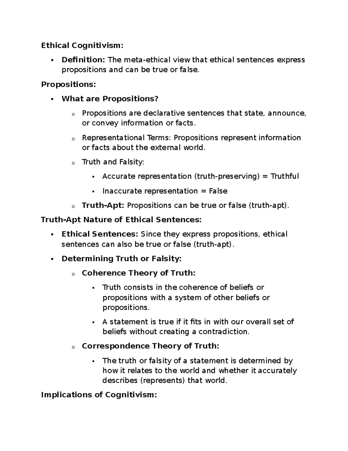 Metaethics: Understanding Ethical Cognitivism and Moral Realism - Studocu