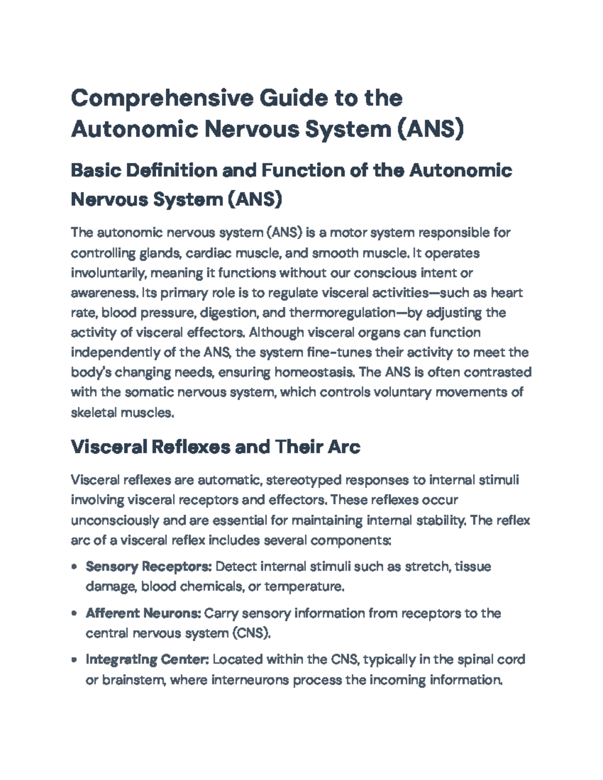 Comprehensive Overview of the Autonomic Nervous System (ANS ...