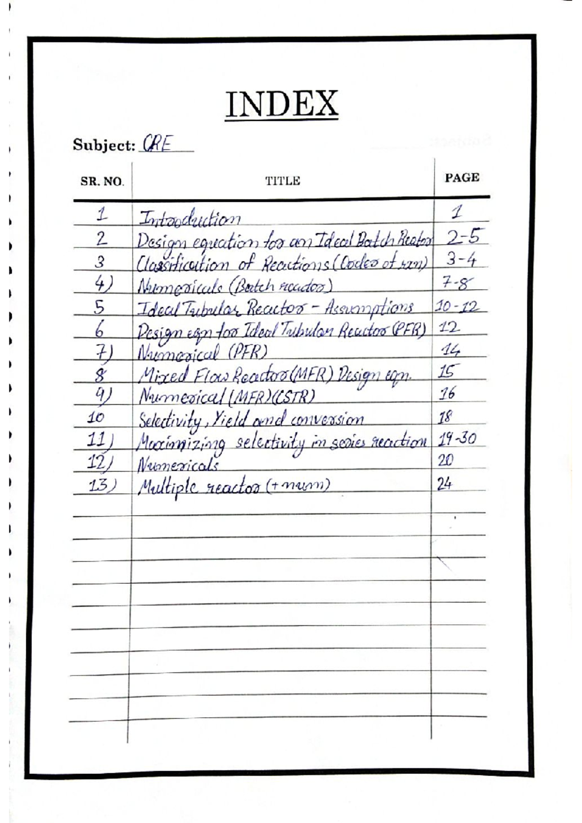 CRE 1st Lecture Notes: Reactor Design and Kinetics Overview - Studocu