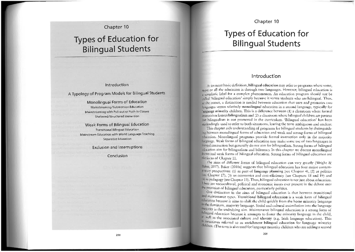 Chapter 10: Types of Education for Bilingual Students in Bilingual ...