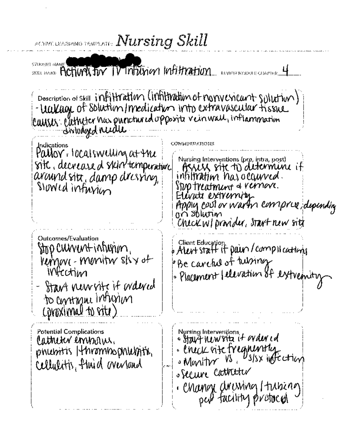 ATI Nursing Skill: IV Infusion Infiltration Action Plan and ...