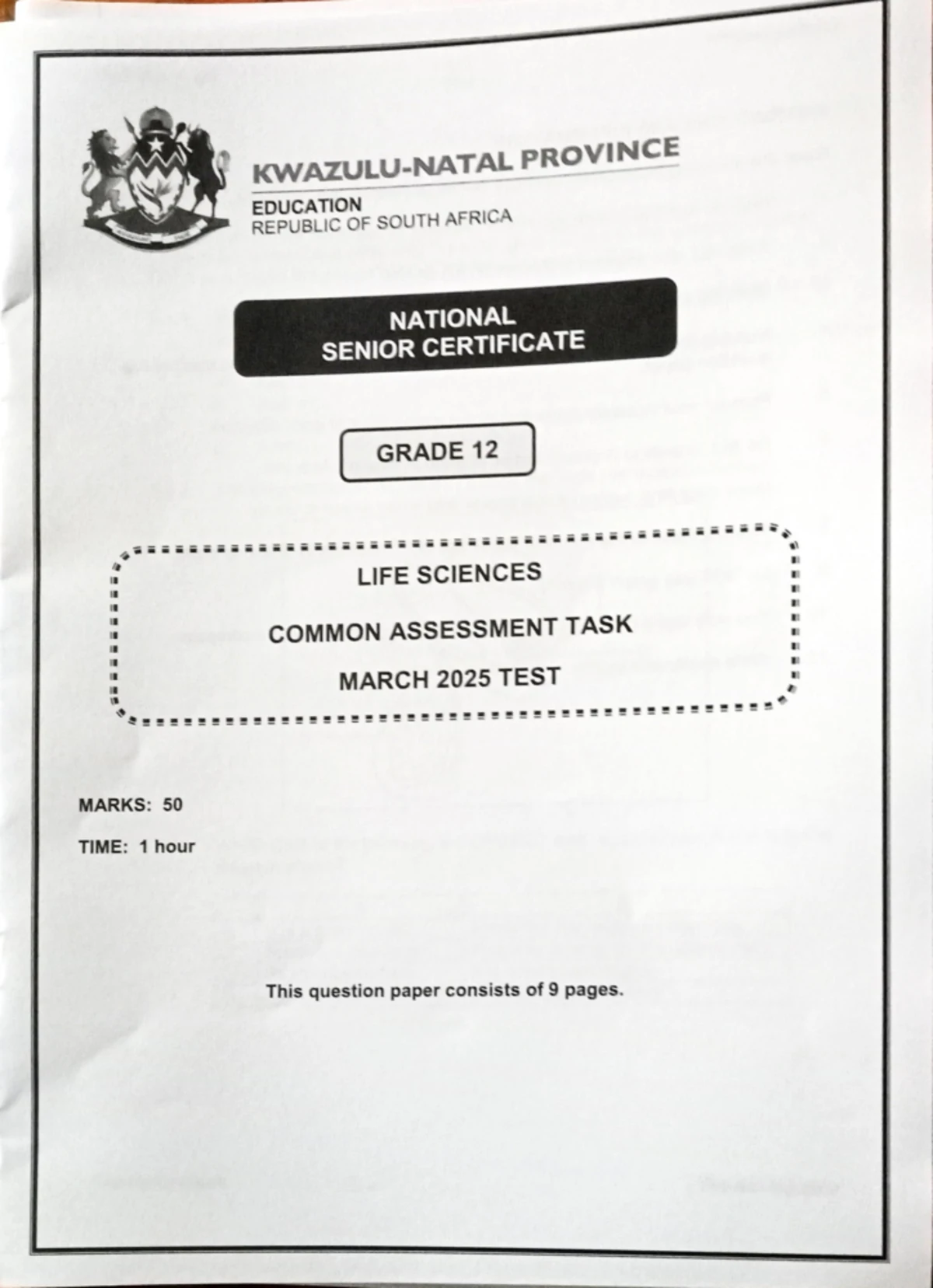 Life Sciences NSC Grade 12 May/June 2024 Paper 1 & Memo Review - Studocu